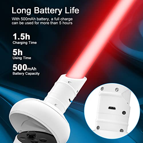 Relohas Extension Grips Accessories for Oculus Quest 2, VR Game Accessories for Meta Quest 2, RGB Lightsaber for Beat Saber, Suitable for Supernatural, Blade & Sorcery, Fruit Ninja