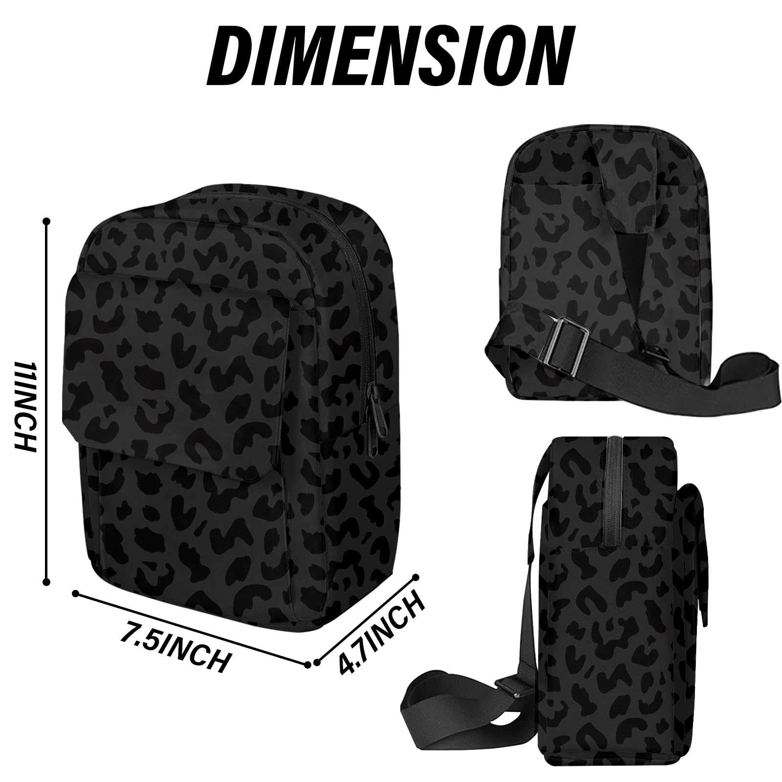 GABraden Cute Small Camera Bag with Photographer Camera Sling Bag Waterproof Dslr Camera Case Compatible with Nikon Sony Lightweigth for Women or Men(Black Leopard Cheetah)