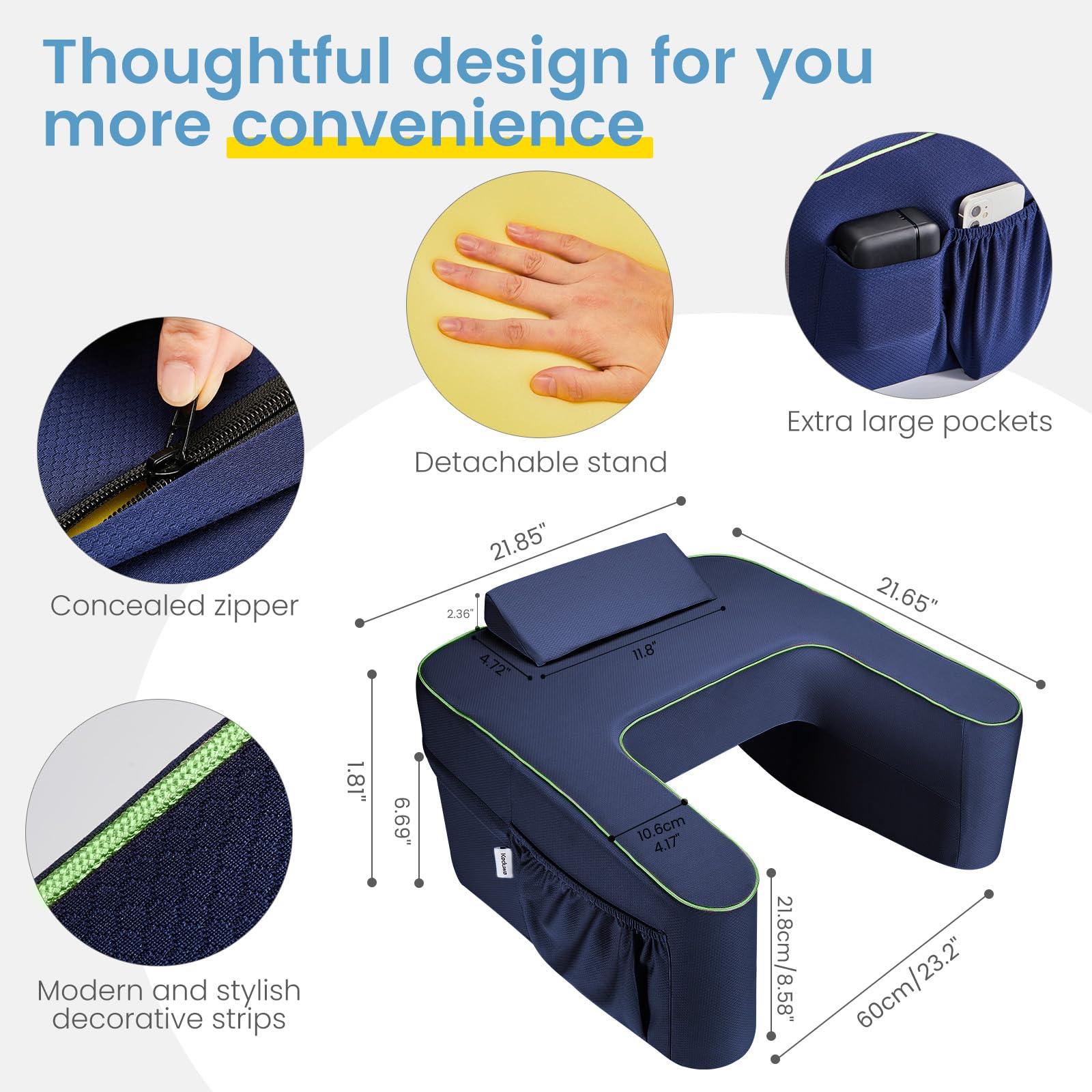 Keduwa Reading Pillow for Gaming,Lap Desk Pillow for Laptop,Arm Rest Pillow for Reading, Working, Crocheting, Playing Steam Deck Switch or Sitting in Bed,Sofa