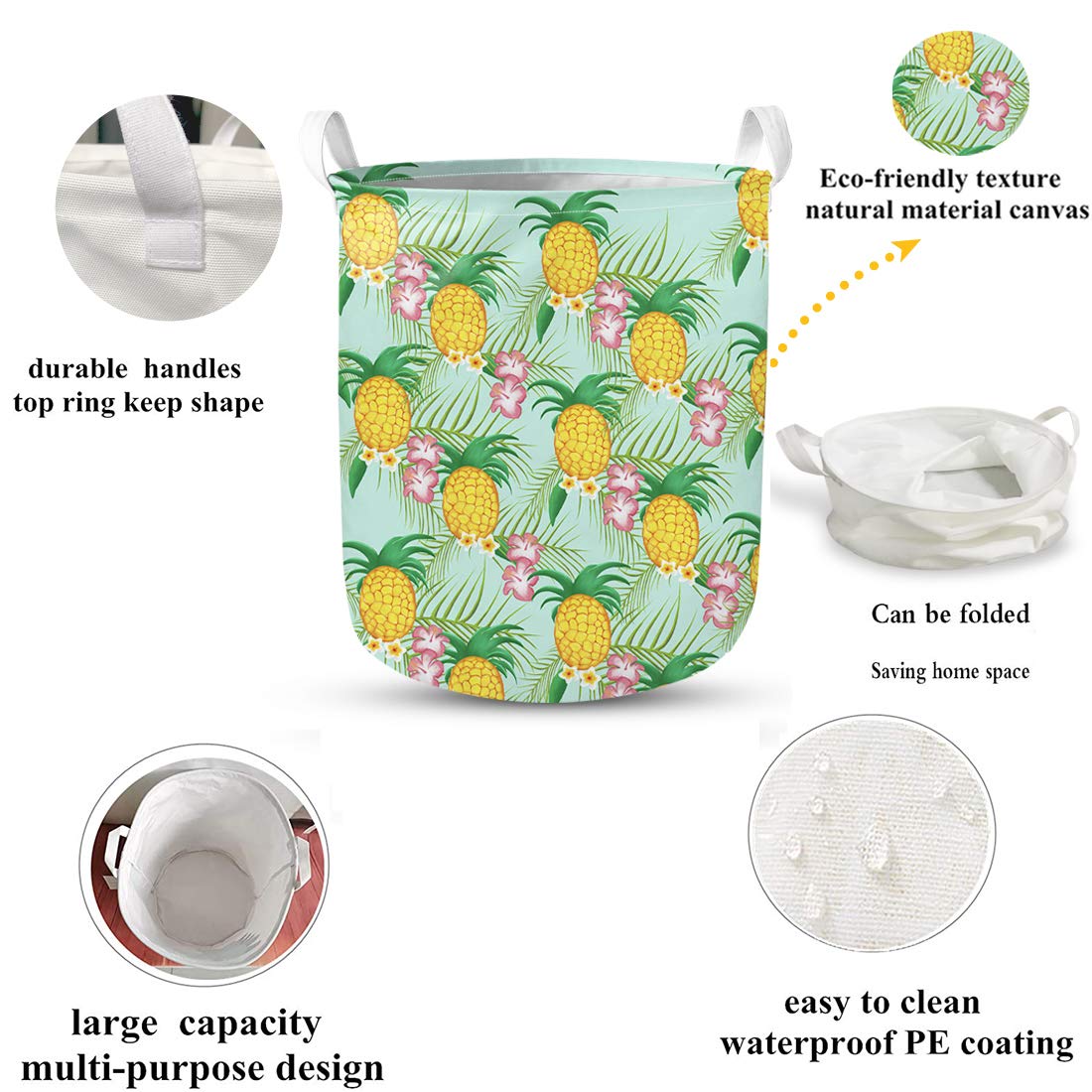 Frestree You are My Sunshine Sunflower Laundry Hamper Nursery Storage for Adults Kids Clothes Toys Laundry Baskket, Large, Collapsible