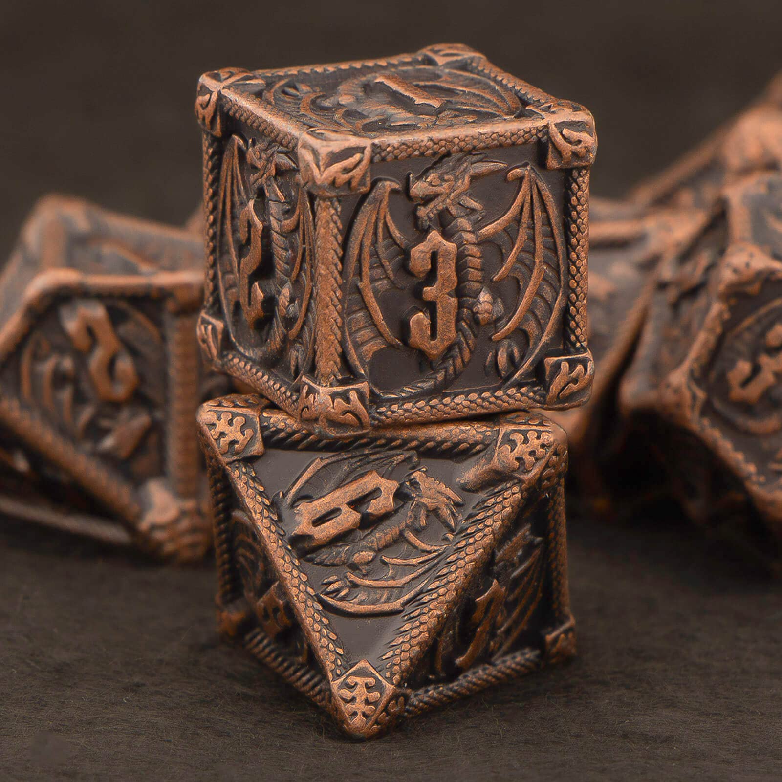 KERWELLSI Role Playing dice, Ancient Metal D&D Dice Set, Dragon DND Dice Sets, D and D Role Playing Dice, RPG D20 D12 D10 D8 D6 D4