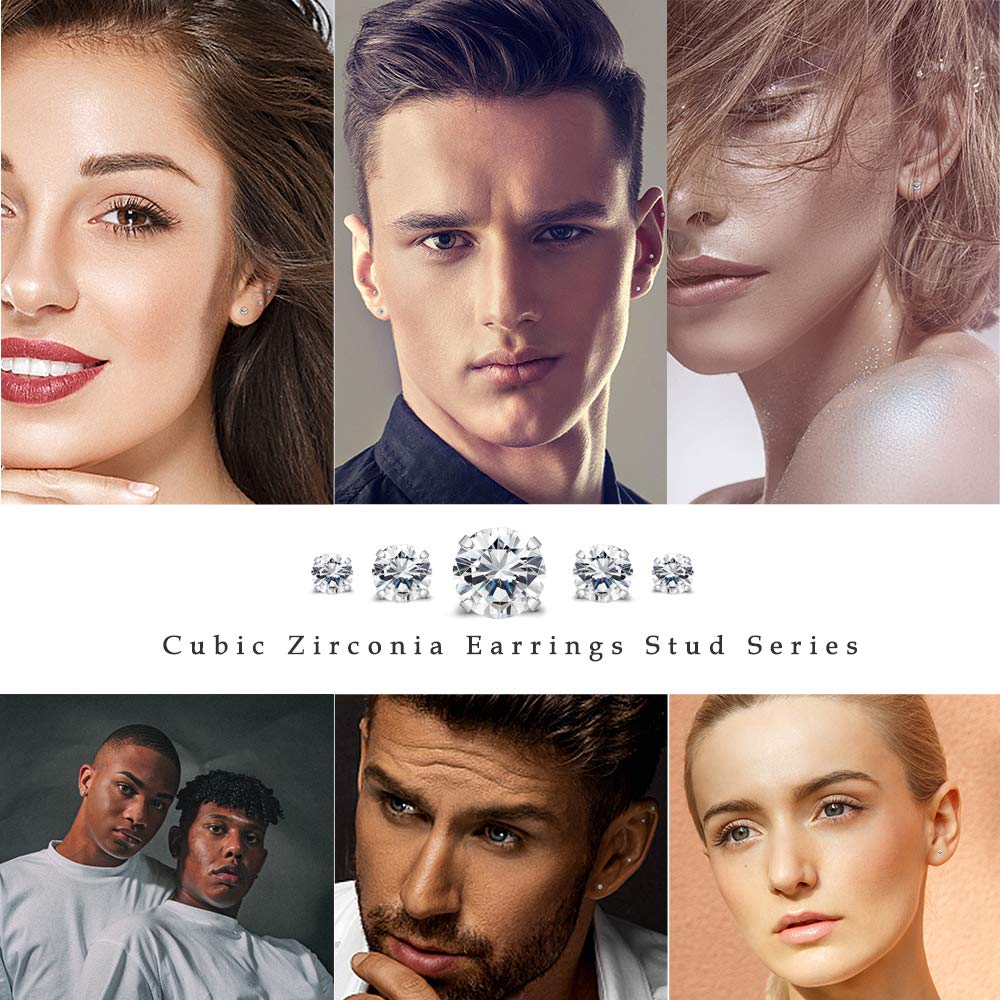 Drperfect 8 Pairs Cartilage Earring Stud for Womens Mens Tiny Stainless Steel Ear Stud Piercing CZ Screw Flat Back Barbell Stud Earrings 2-5mm