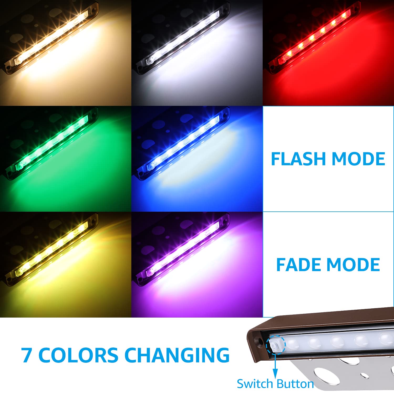 LEONLITE 8-Pack 7 Inch 3W RGB LED Hardscape Lighting, Retaining Wall Lights Color Changing, LED Landscape Lights, 12V-24V AC/DC, Swivel Hardscape Paver Light, Low Voltage Step Lights, ETL Listed