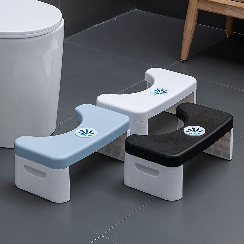 Folding Toilet Stool, Potty Step Stool with Fragrance Position, Bathroom, Foldable Poop Stool Poop Stool | Bathroom Accessories for All Ages | Sitting Posture Foot Stool, Black