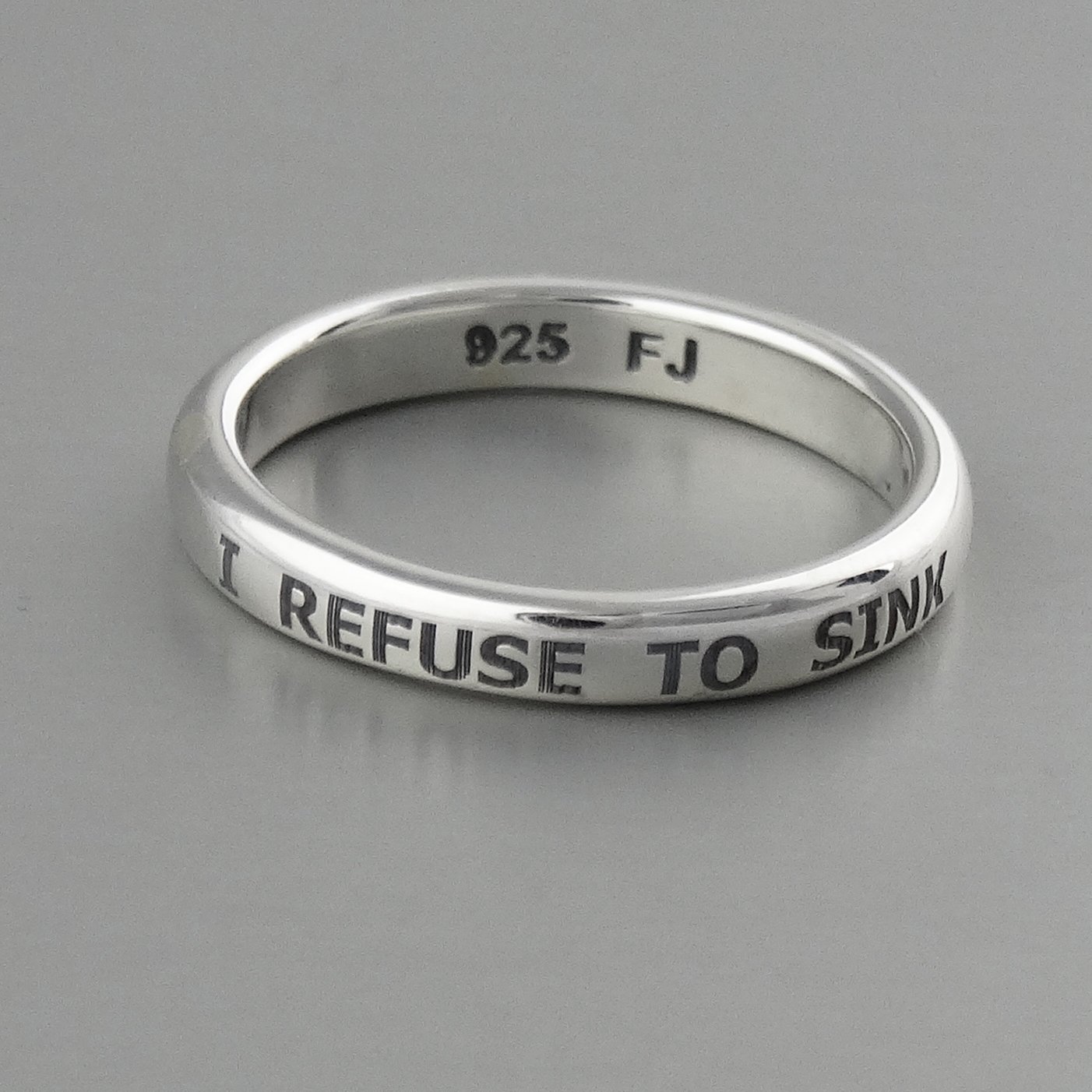 FashionJunkie4Life Sterling Silver I REFUSE TO SINK Engraved Stackable Ring, Sizes 6-10 (6)
