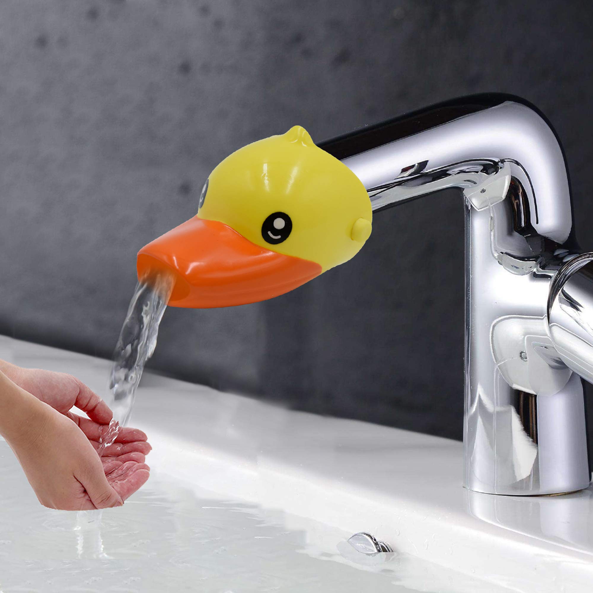 Duck Shape Children's Bathroom Kitchen Faucet Extender Cartoon Sink Handle Extender Hand Wash Soft and Durable to Help Kids Safely Interesting Wash Hands for Toddlers,Kids
