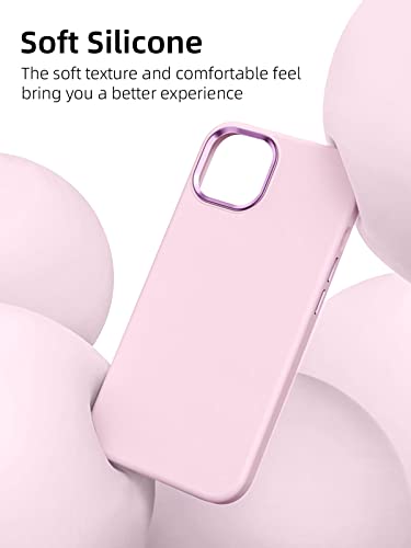 Ownest Compatible for iPhone 12 Case and iPhone 12 Pro Case 6.1 Inch with Silicone Shockproof Protective Slim Phone Case for iPhone 12/12 Pro with [Soft Touch Microfiber Lining]-Light Pink