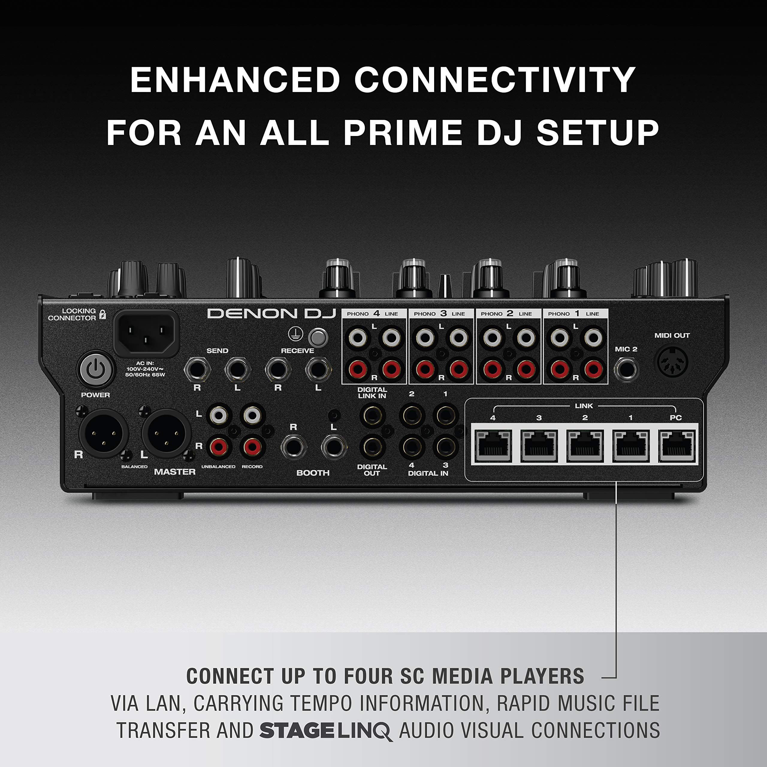 Denon DJ X1850 PRIME – Professional 4 Channel Digital DJ Mixer With USB, Digital and Switchable Phono/Line Inputs Plus Built-In DJ FX