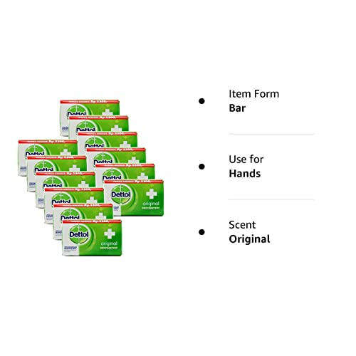 Dettol Anti-Bacterial Hand and Body Bar Soap, Original, 110 Gr / 3.88 Oz (Pack of 12)