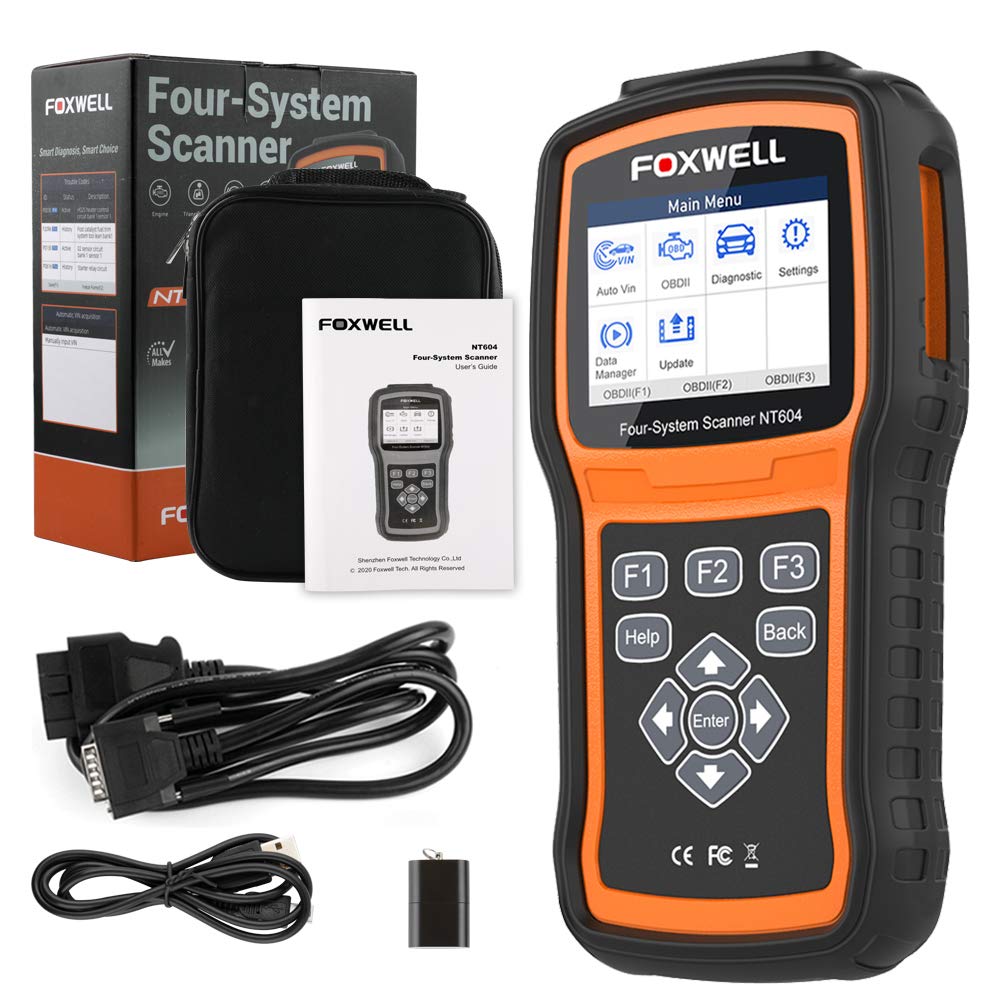 FOXWELL NT604 OBD2 Scanner,Check Engine Code Reader/ABS/SRS/Transmission Car Diagnostic Tool, ABS Scan Tool, SRS Scanner with Airbag Light Reset