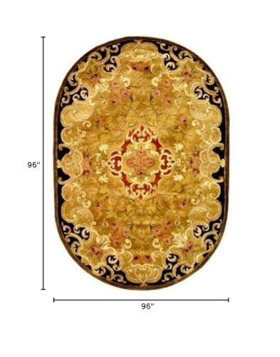 SAFAVIEH Classic Collection 8' Round Gold / Cola CL234B Handmade Traditional Oriental Premium Wool Area Rug