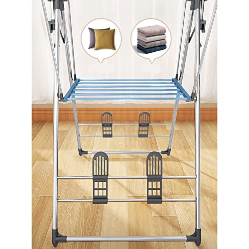 YIFEI2013-SHOP Folding Drying Rack Floor Drying Rack Folding Stainless Steel Indoor Home Balcony Outdoor Drying Quilt Lift Telescopic Rod Can Dry Shoes Design Collapsible Drying Rack