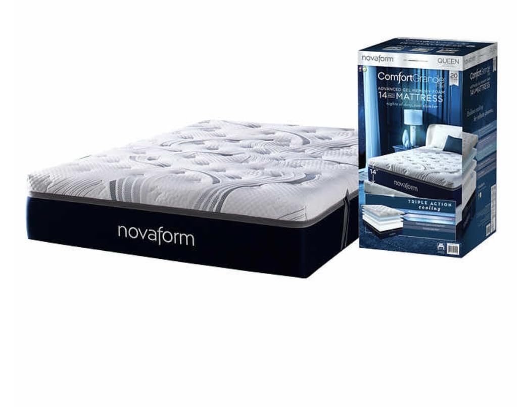 Novaform New Model 14โ ComfortGrande Advanced Gel Memory Foam Mattress. Queen. Firm: Medium. Spinal Alignment. Soothing Cool EVENcor GelMAX Memory Foam. Antimicrobial Protection