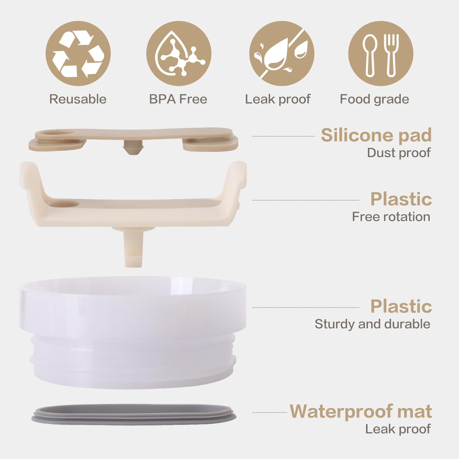 MEIJIAYOU Lid Replacement 30 oz for Stanley,Dual Drinking Options Cup Lid Replacement 30 oz, BPA-Free Replacement Lid 30 oz,White 1PCS