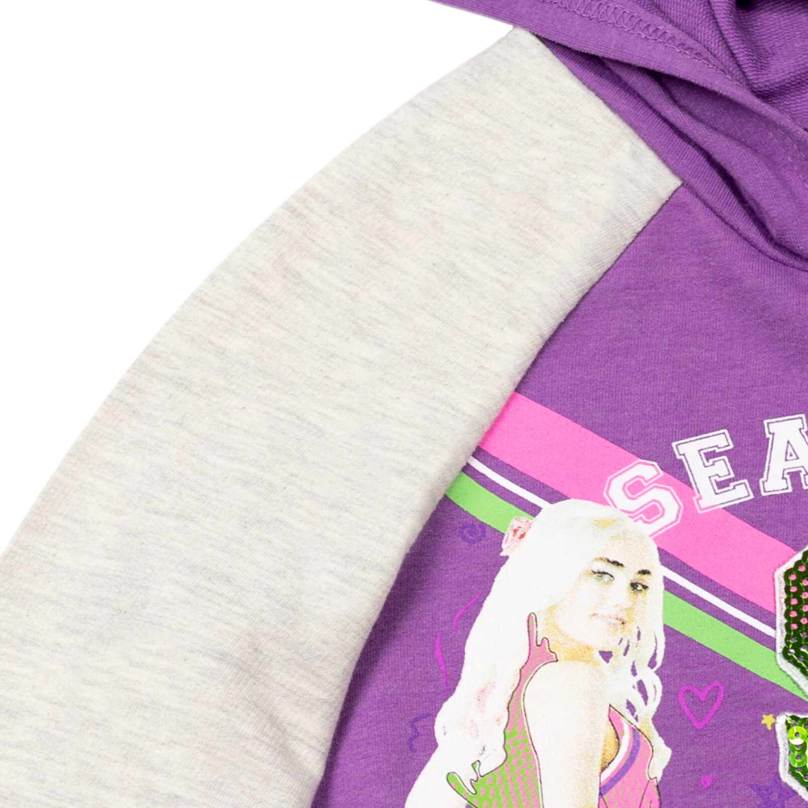Disney Zombies Addison Little Girls French Terry Sequin Pullover Hoodie Purple 7-8
