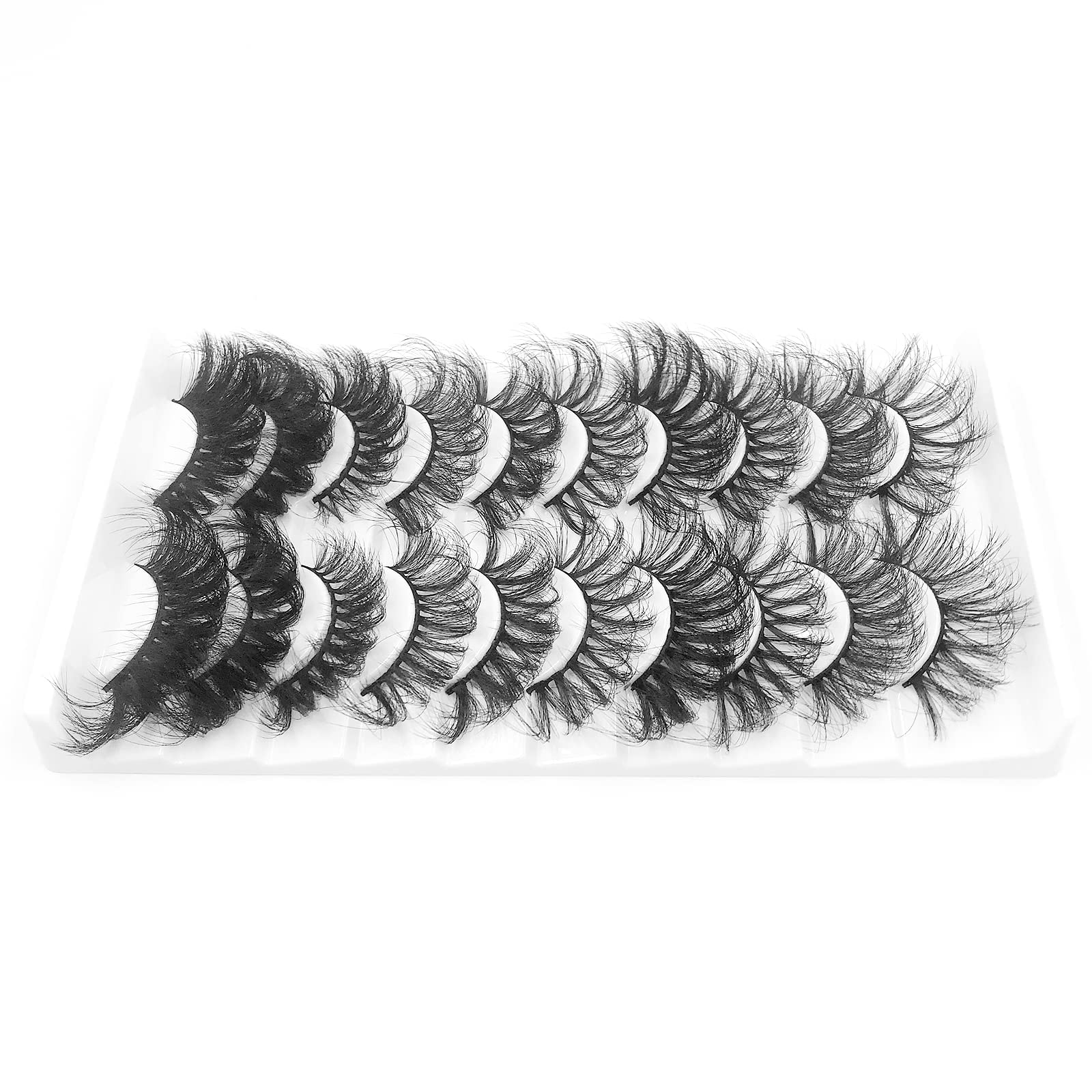 IFLOVEDEKD 10 Styles 25mm Lashes Dramatic Fake Eyelashes 10 Pairs False Eyelashes Thick Lashes Mink Fluffy Lashes 5D Lashes 25mm Mink Lashes Long Lashes Soft Strip Lashes Wispy False Lashes Pack
