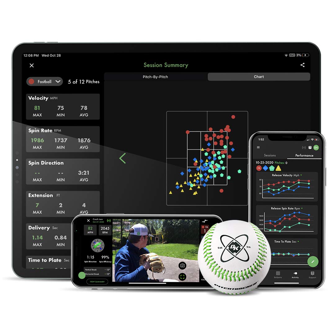 Diamond Kinetics PitchTracker Baseball Smart Ball, 14-Day Premium Subscription Included