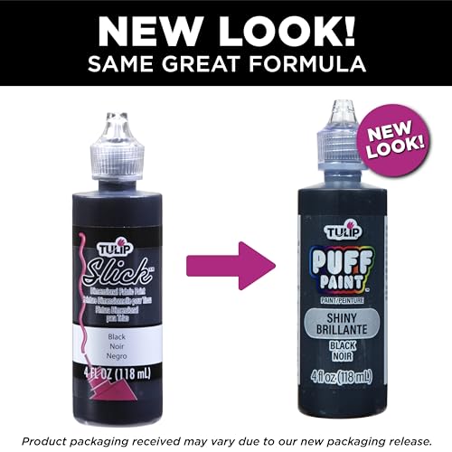 Tulip Puff Paint Slick Black 3 Pack, 4 Fl Oz (Pack of 3)