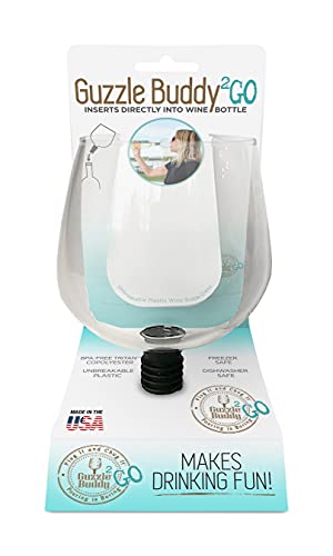 Guzzle Buddy 2GO Unbreakable Tritan Plastic Wine Bottle Glass, It Turns Your Bottle Into Your Glass, Liquid Therapy