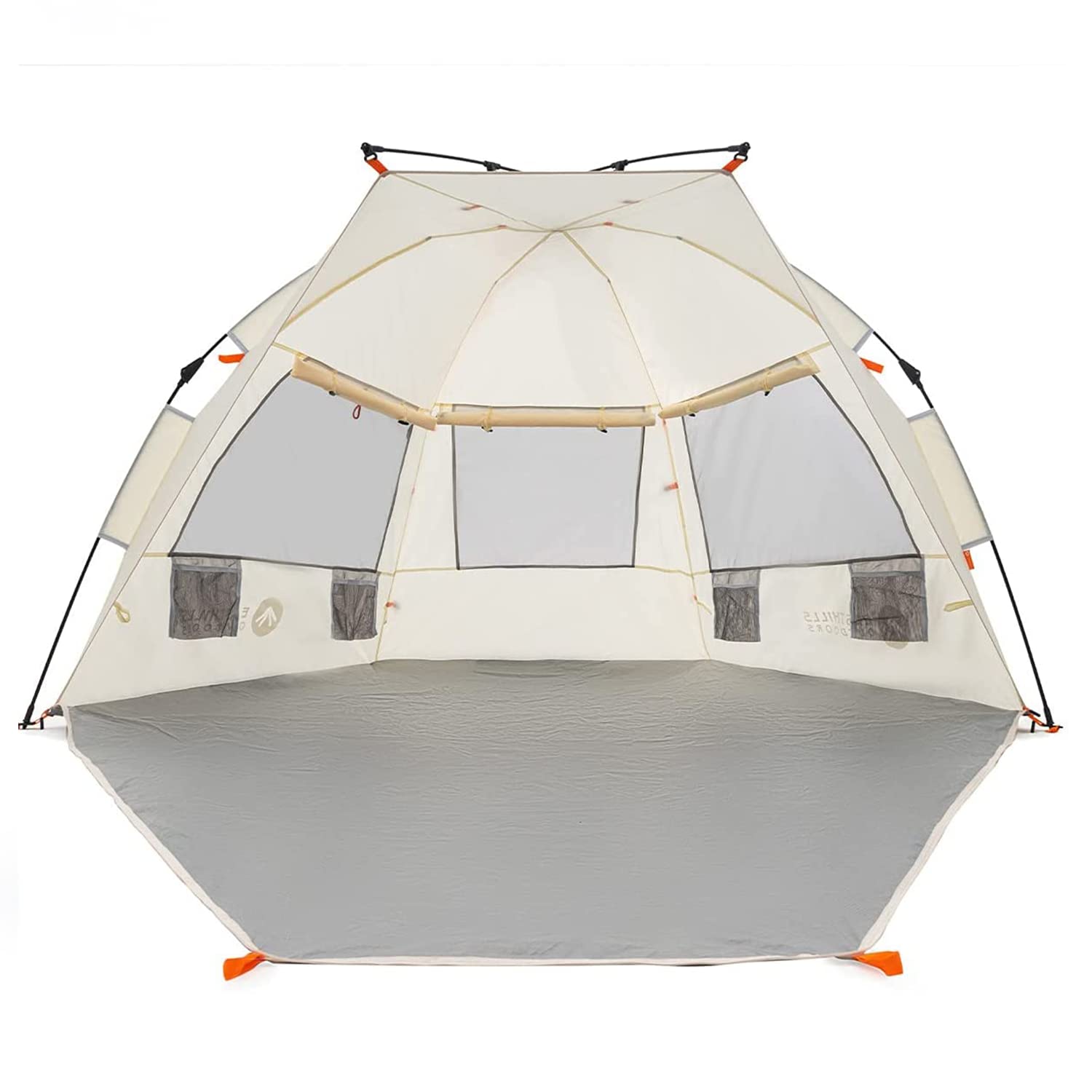 Easthills Outdoors Coastview Ultra XL 4-6 Person Family Beach Tent Quick Setup Instant Anti UV Double Silver Coated Sun Shelter with Extended Floor & Big Window Sky Blue
