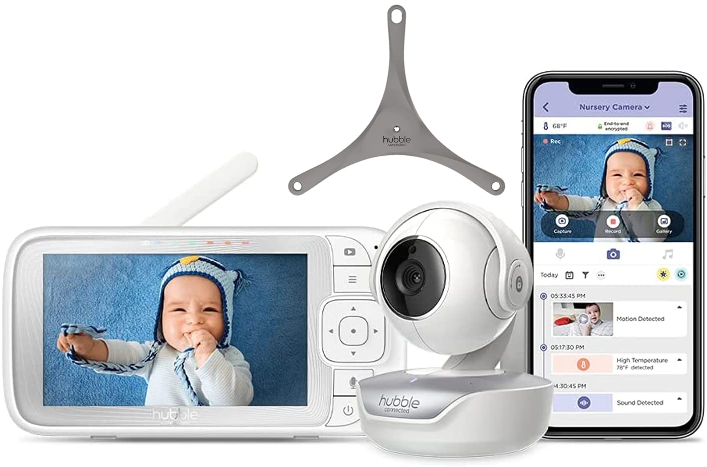 HUBBLE CONNECTED Nursery Pal Connect β 5-inch Parent Unit and Wi-Fi Smart Baby Monitor - Remote Pan/Tilt/Zoom - 2-Way Intercom System, Night Vision with Grip
