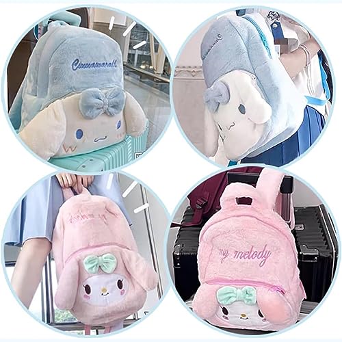 Guybely Cute Backpack Cartoon Backpacks Kawaii Backpack With Plush Bowknot Design, Plush Backpacks for Girls, Boys, Kids, Teens, Women Suitable for Over 6 Years Old (Blue)