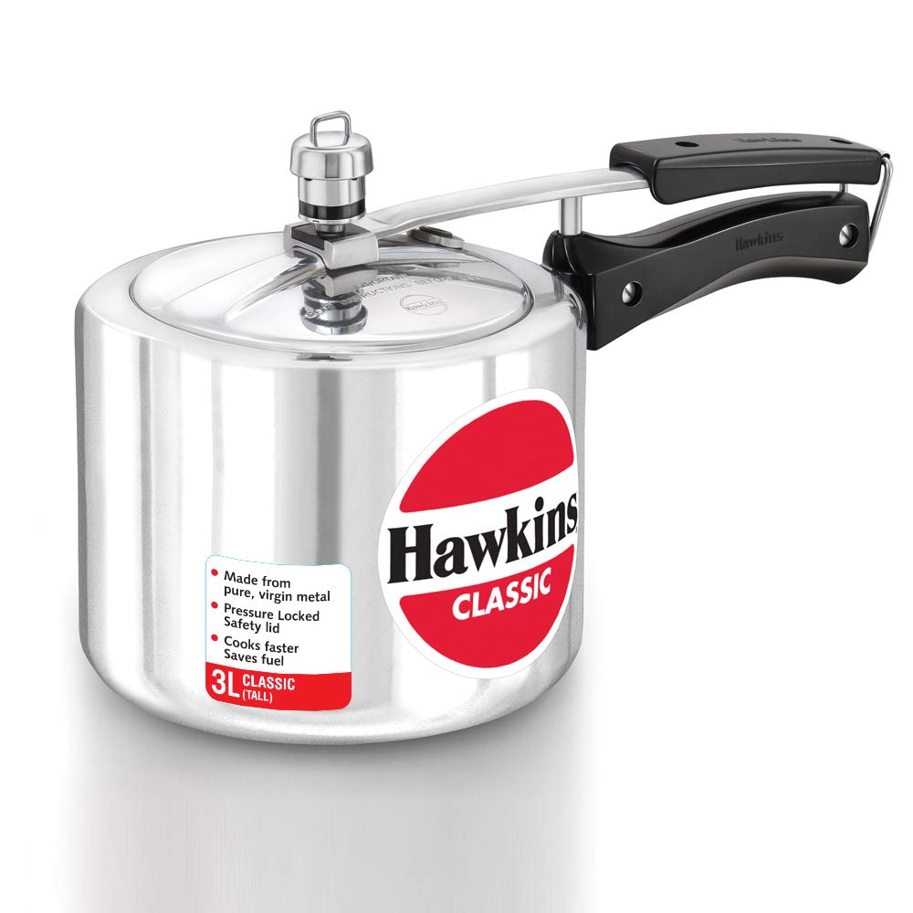 Hawkins 3 Litre Classic Pressure Cooker, Tall Design Inner Lid Cooker, Best Cooker, Silver (CL3T)