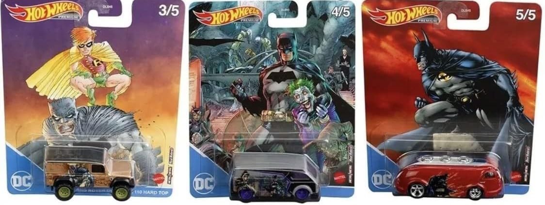 Hot Wheels 2022 Premium Pop Culture DC Batman Comics DLB45-946P Release Complete Set of 5 Diecast Vehicles