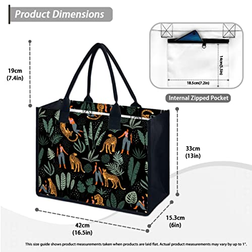 ROZEMARI Unique Design 2PCS Printed Women's Canvas Tote Bag and PU Leather Wallet Handbags for Travelling Picnic Shopping