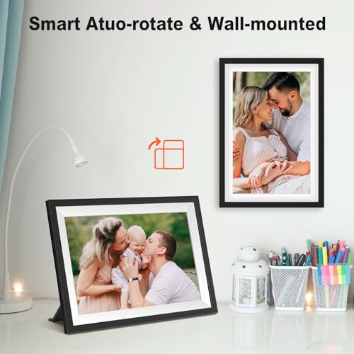 Frameo 10.1 Inch Digital Picture Frame with 1280 x 800 HD IPS Touch Screen, 64GB Large Storage and 2GB RAM WiFi Digital Photo Frame, Easy Setup, Share Moments Remotely via Frameo, Gift for Mom