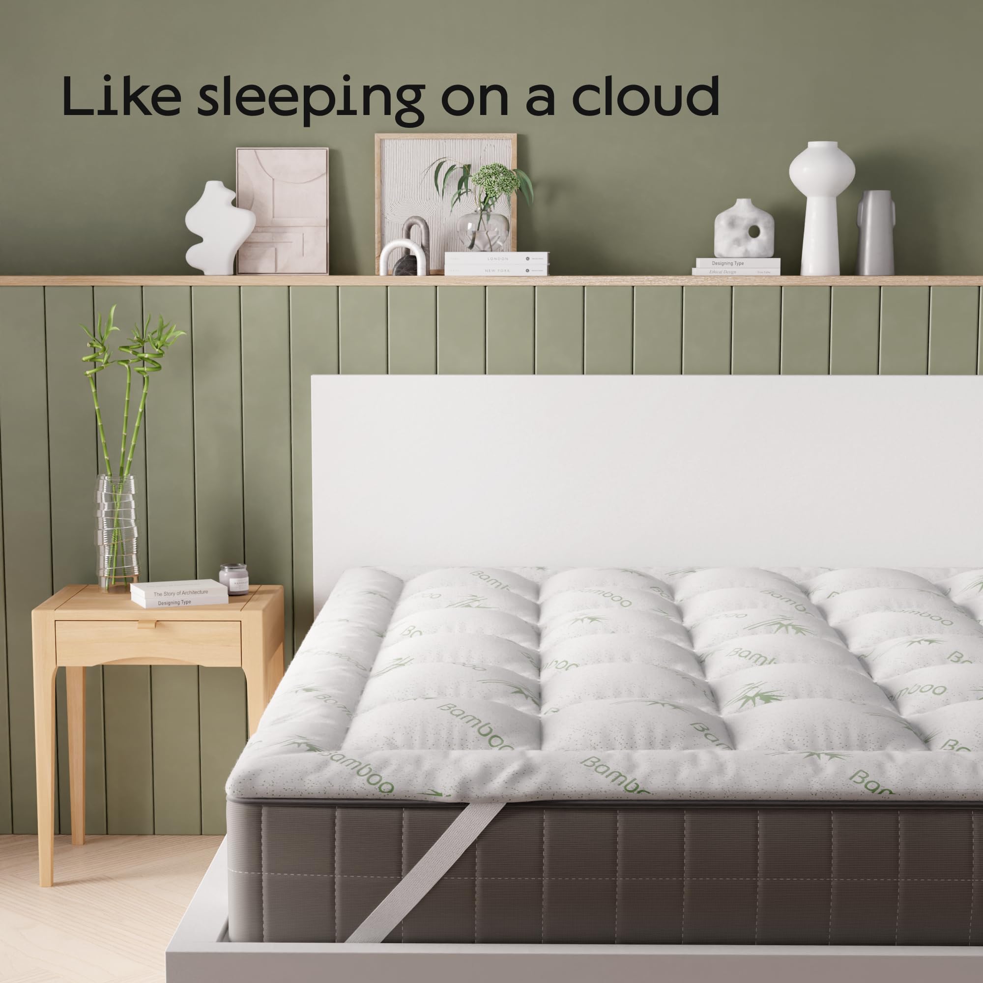 Ultra Soft Twin Mattress Topper - Viscose Made from Bamboo Mattress Pad for Back Pain Relief - Naturally Cooling for Hot Sleepers - Machine Washable