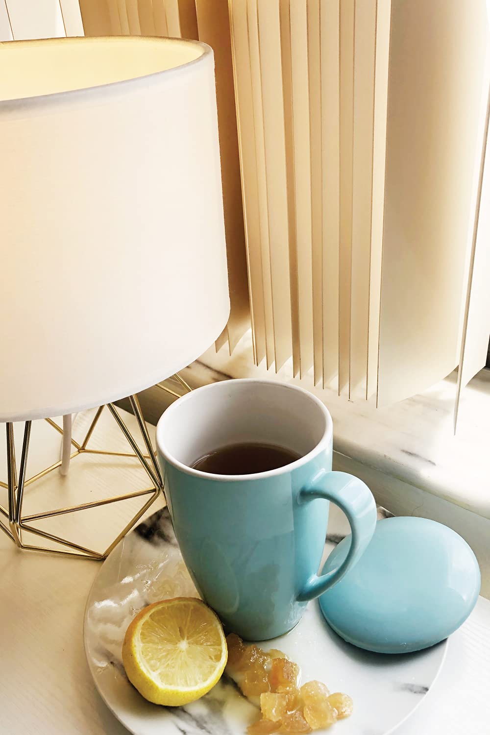 Furmaware Porcelain Tea Mug with Infuser and Lid. Large 15oz Loose Leaf Individual Teacup, Cooling Handle, Single Cup Infused Brewing at Home, Work, Travel. Removable Steeper for Coffee, Hot Water