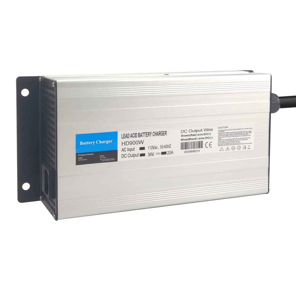 hogardsujia 36V 20A Battery Charger for EZGO EZ-GO TXT 96-Up Golf Cart, Powerwise Style D-Plug, Silver Shell