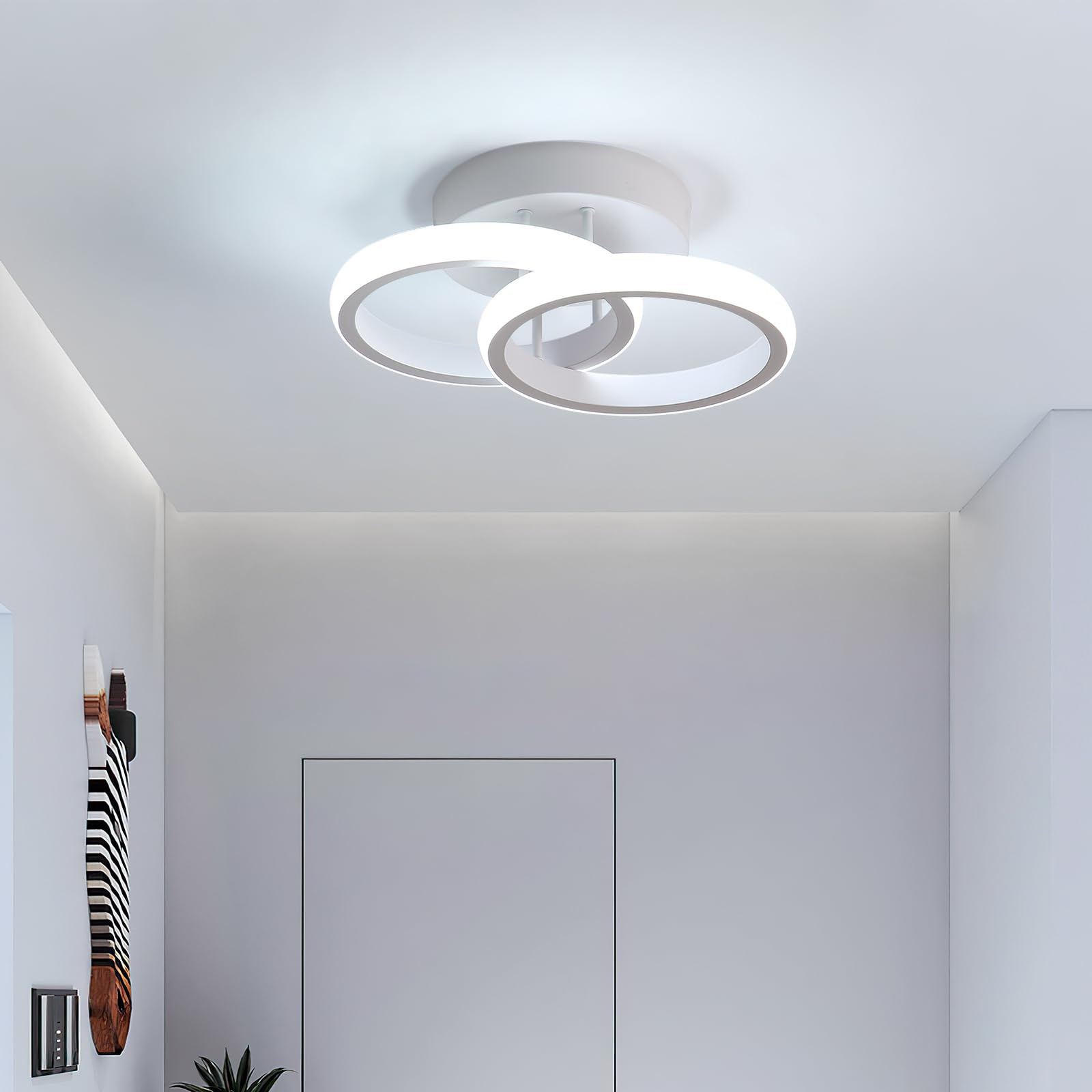 DELIPOP Modern LED Ceiling Light, 6500K Cool White Round LED Ceiling Light, Black Small Hallway Light Simple Close to Ceiling Light Fixture for Bedroom, Corridor, Kitchen, Dining Room