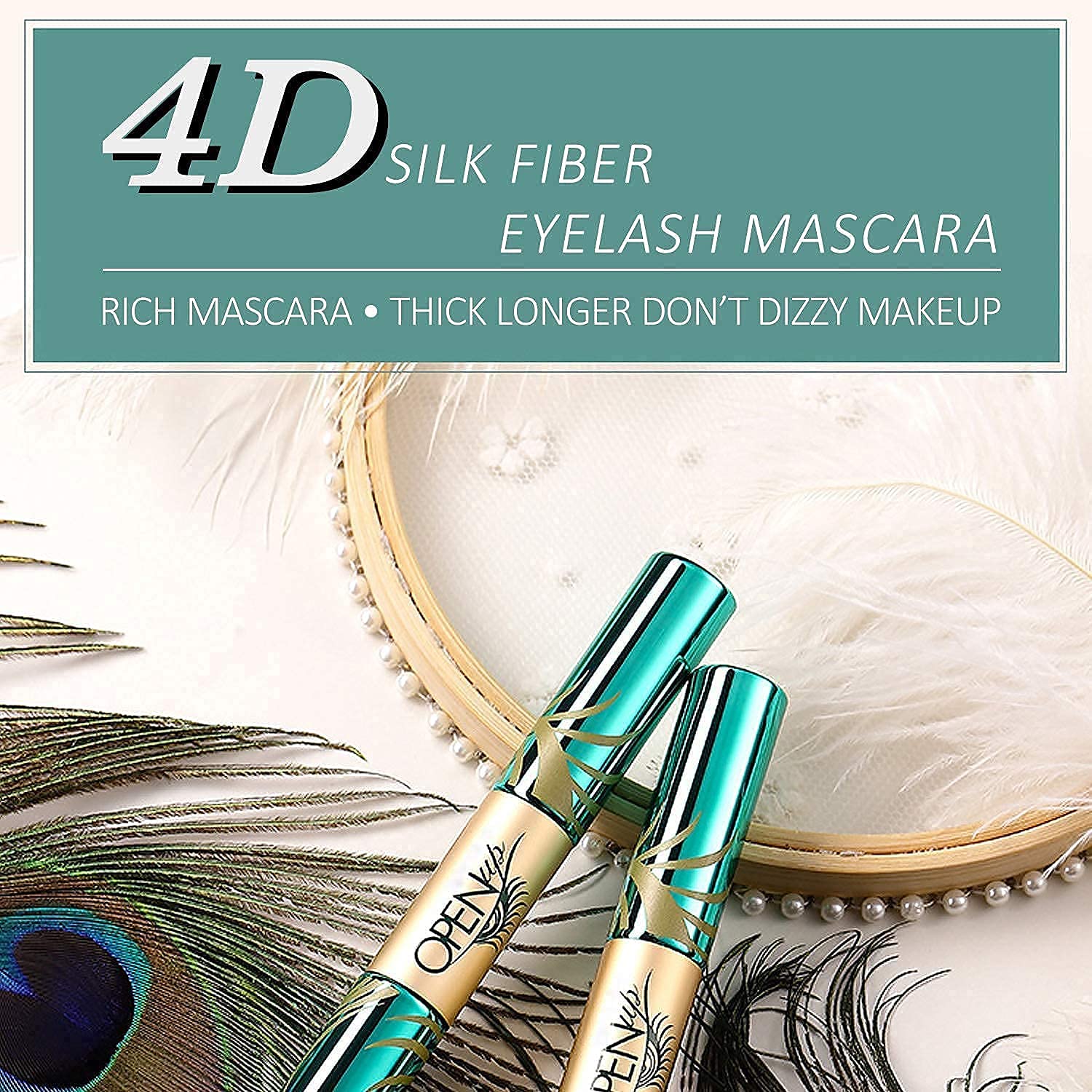 GECOMO Mascara Black Volume and Length with 2 in 1 Mascara Wand, 4D Silk Fiber Lash Mascara Waterproof, No Smudging, No Clumping, No Flaking, Thick & Black, Best Mascara for Women