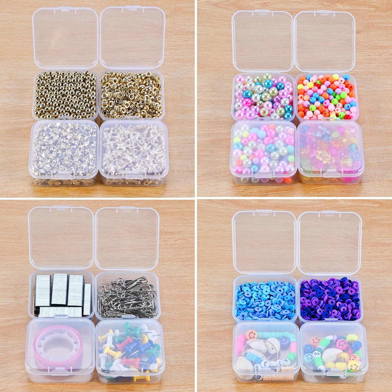 Mathtoxyz 36PCS Bead Organizer Box, Small Bead Organizers and Storage Containers Rectangle Bead Holder Plastic Cases for Clay Beads Bracelet Making DIY Jewelry Craft Nail