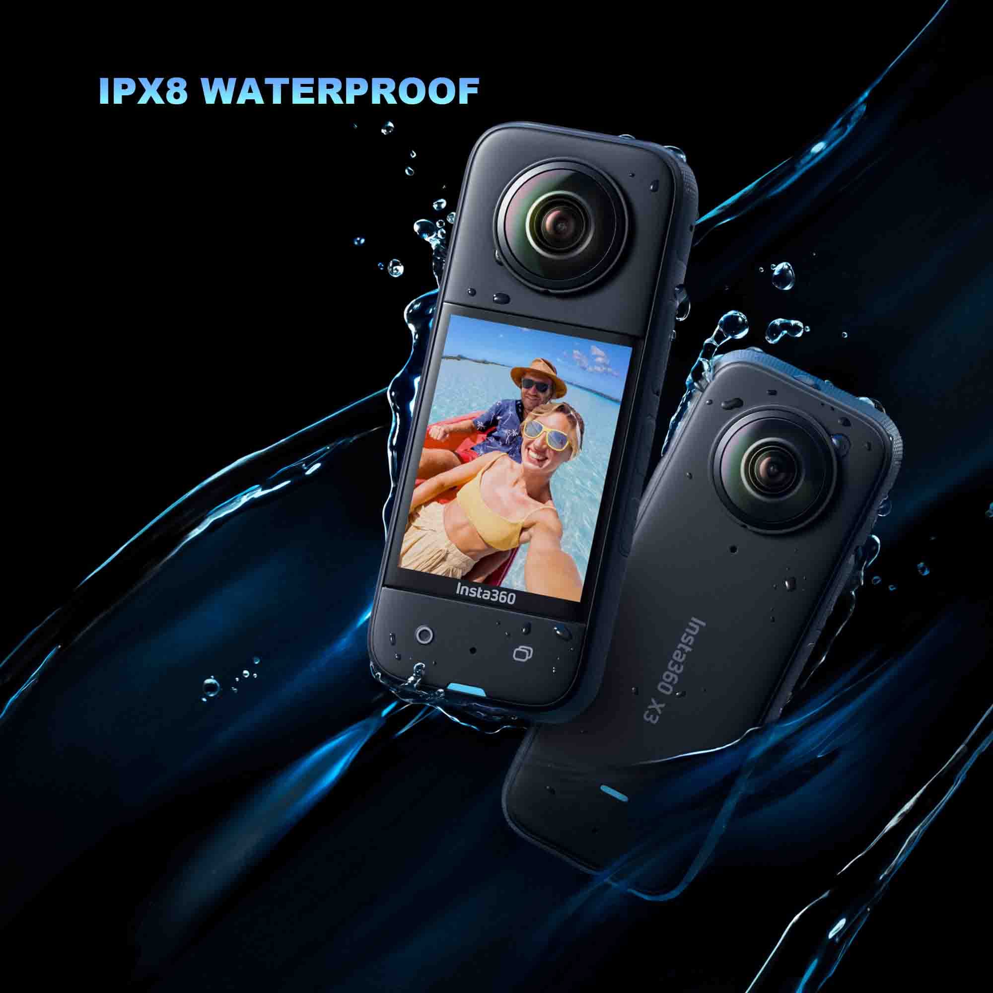 Insta360 X3 - Waterproof 360 Action Camera Bundle Includes Extra Battery, Charger, Invisible Selfie Stick, Lens Guard& 256GB Memory Card