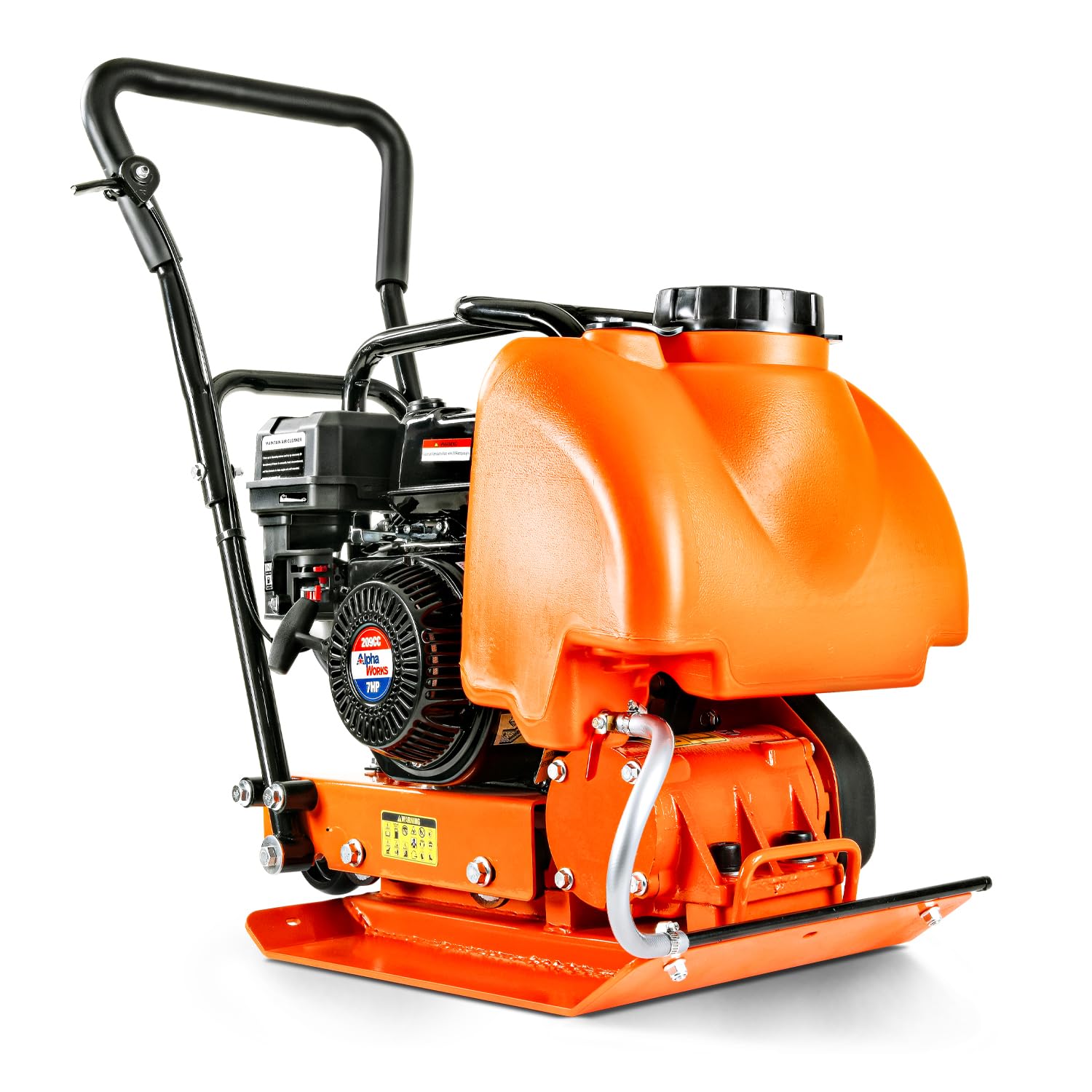 SuperHandy Plate Compactor with Water Tank - Enhanced for Dirt & Asphalt, 7HP 4-Stroke Engine, 5500VPM, 4200lbs Impact, 20x15 Inch Base
