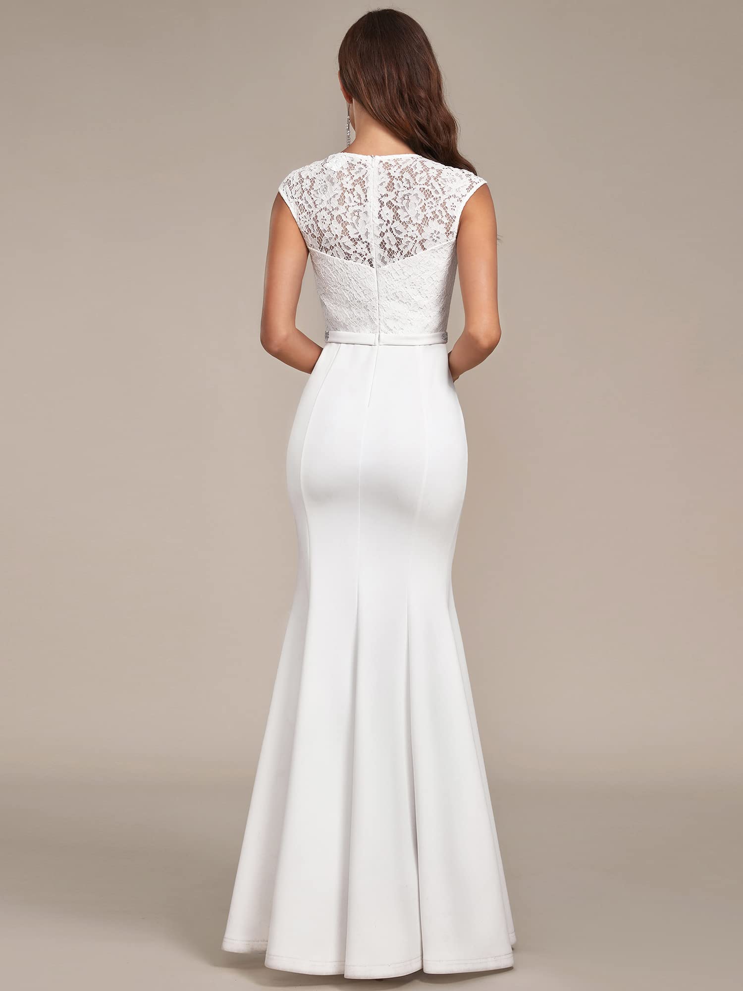 Ever-Pretty Women's Mermaid Spaghetti Straps V-Neck Long Formal Dresses for Evening Party White US10