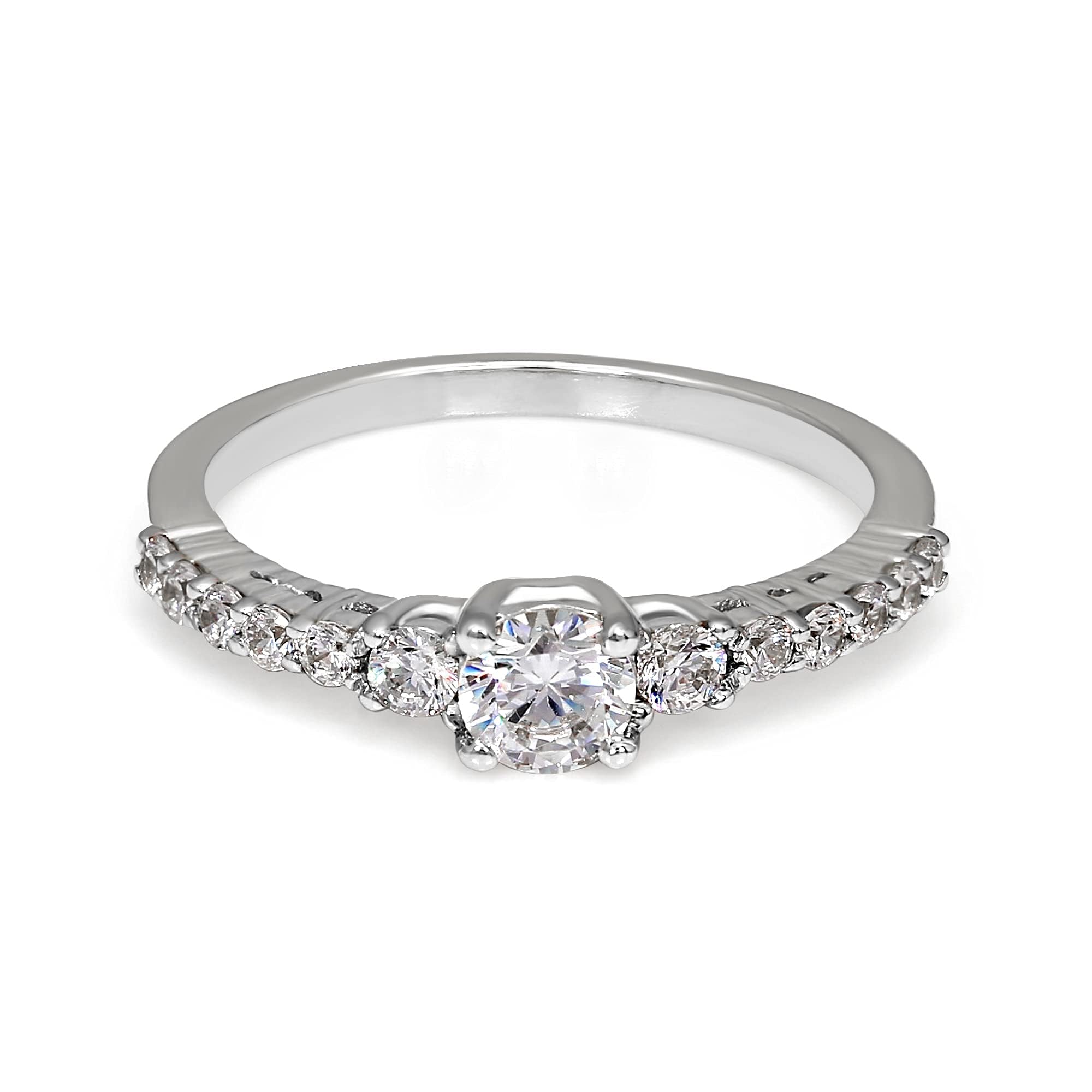 FRIENDLY DIAMONDS 3/4 Carat | 14K White Gold | IGI Certified Lab Grown Diamond Solitaire Engagement Ring Pavé-Set | Brilliant-Cut Round Shape Diamond | G-H Color, SI1 Clarity