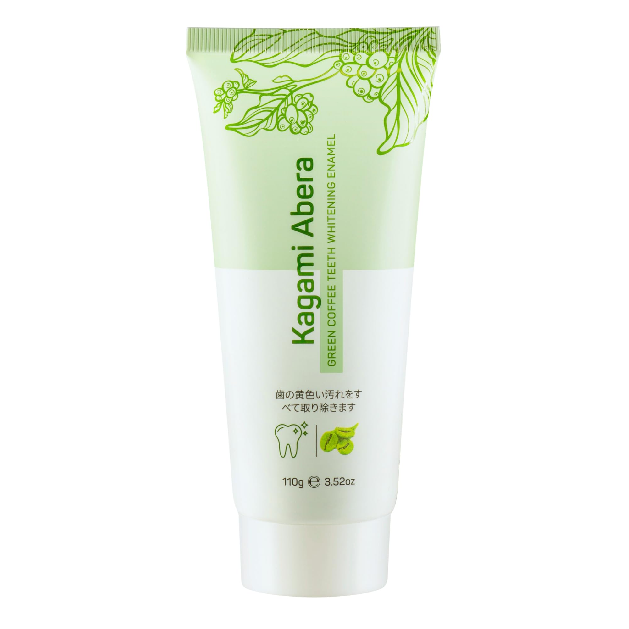 Kagami Abera Natural Toothpaste - Great Tasting, Fluoride Free Whitening Toothpaste, Plaque Reducer for Brighter Teeth and Fresh Breath with Fermented Green Coffee Extract, 3.52 oz (Pack of 1)