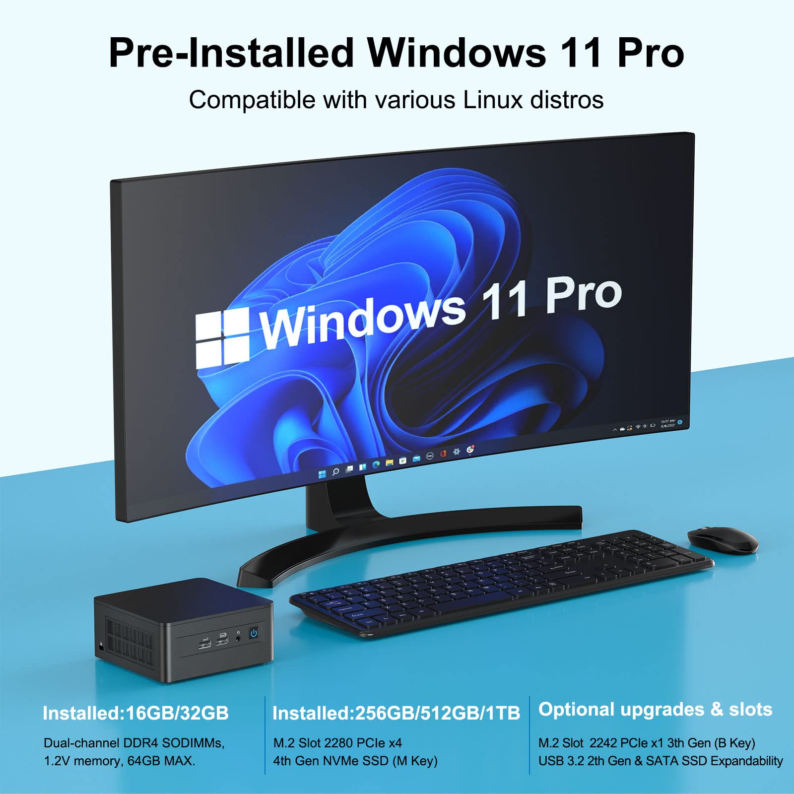 Intel NUC 12 Pro Wall Street Canyon NUC12WSHi5 Mini PC, 12TH GEN Intel Core i5-1240P, 12-Cores, 12MB Intel Smart Cache, Upto 4.4 GHz Turbo, 28W Intel Iris Xe Graphics, 16GB RAM, 512GB SSD, Win 11 Pro
