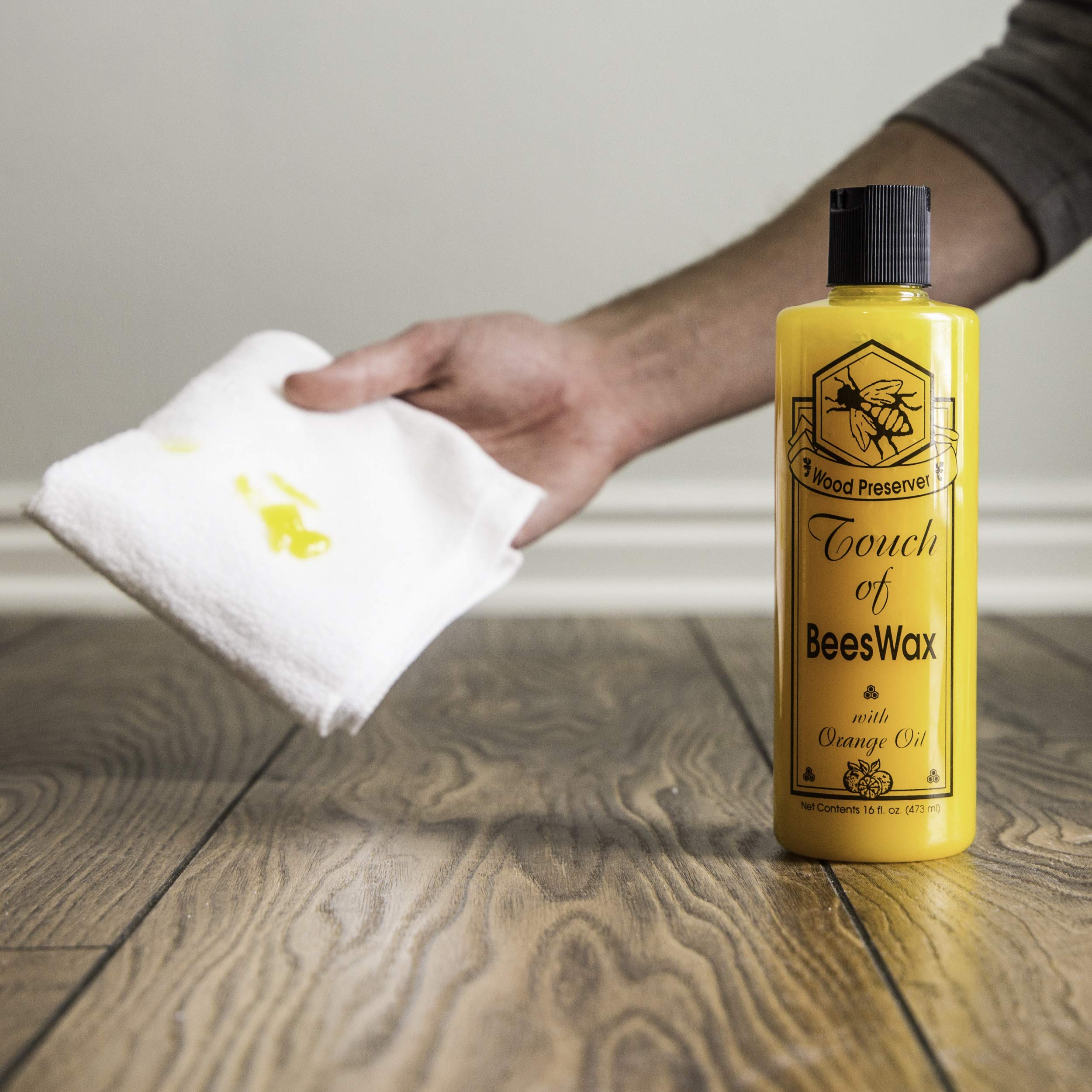 Touch of Oranges Beeswax Wood Polish Conditioner, Cleaner & Restorer Bundle Hardwood Floor Cleaner Spray Real Orange Oil - (32 & 16 oz )