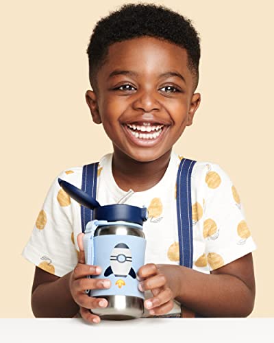 Skip Hop Toddler Sippy Cup with Straw, Sparks Stainless Steel Straw Bottle, Rocket