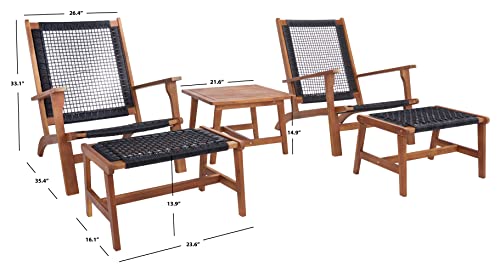 SAFAVIEH Outdoor Collection Chantelle Natural/Black Woven 5-Piece Patio Set