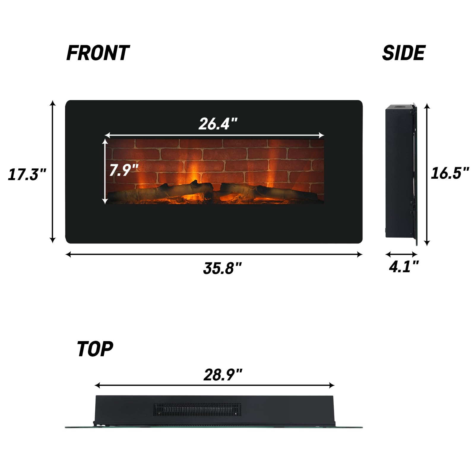 ELECWISH Electric Fireplace, 36 Inch Fireplace Heater Wall Mounted and Freestanding with Remote Control, Adjustable 7 Flame Colors, Temperature and Timer, 1500W