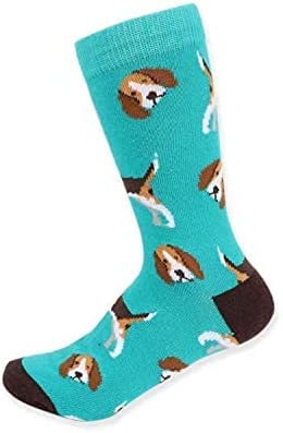 Forest & Twelfth Women’s Crew Cut Socks, Animal Themes, Fun and Unique Graphic Socks, One Size Fits Most (Beagle Turquoise)