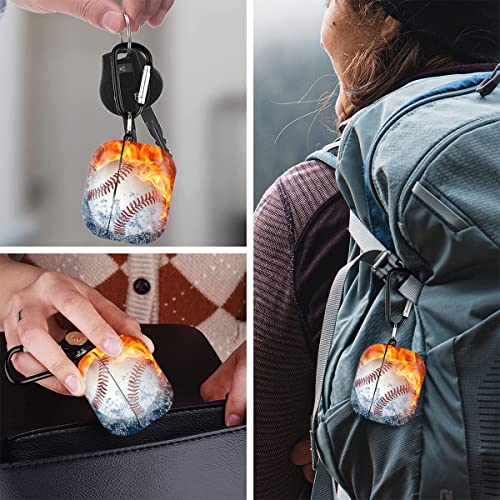 pzicase AirPods 3 Case 2021, AirPods 3rd Third Generation 2021 Protective Cover ,Premium TPU Shockproof Protective Cover for AirPods 3rd with Keychain (Baseball Fire)