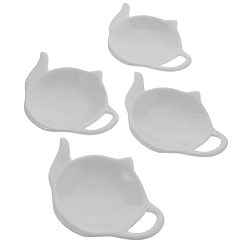 Soy Sauce Dish 4pcs Teapot Shaped Tea Bag Holder Teabag Coaster Seasoning Dish Teabag Holder Saucer Spoon Rests Snack Dish Appetizer Plates White Tea Plates