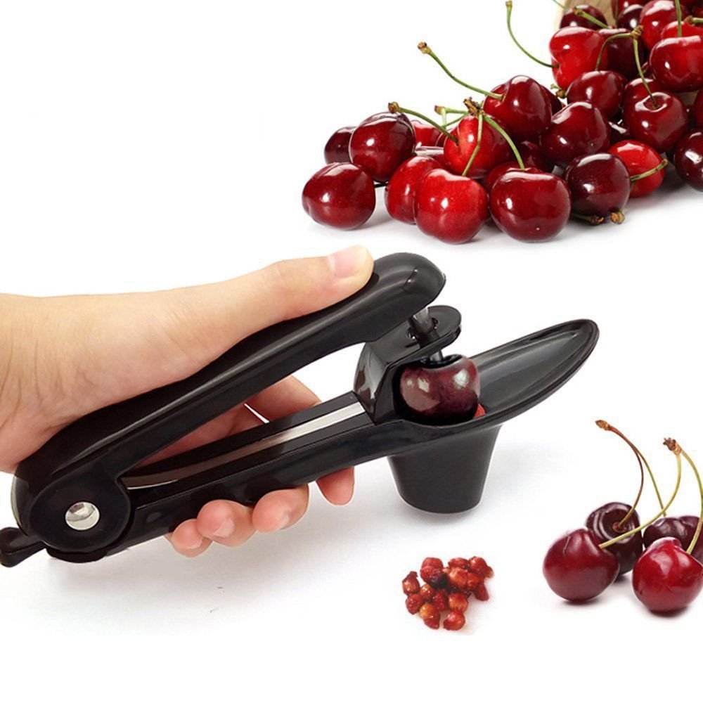 Hovico Cherry Pitter Remover,Cherry Fruit Kitchen Olive Core Remove Pit Tool Seed Gadget Stoner Corer Pitter Remover,Portable Cherry Pitter Tool Kitchen aid with Space-Saving Lock Design (Black)